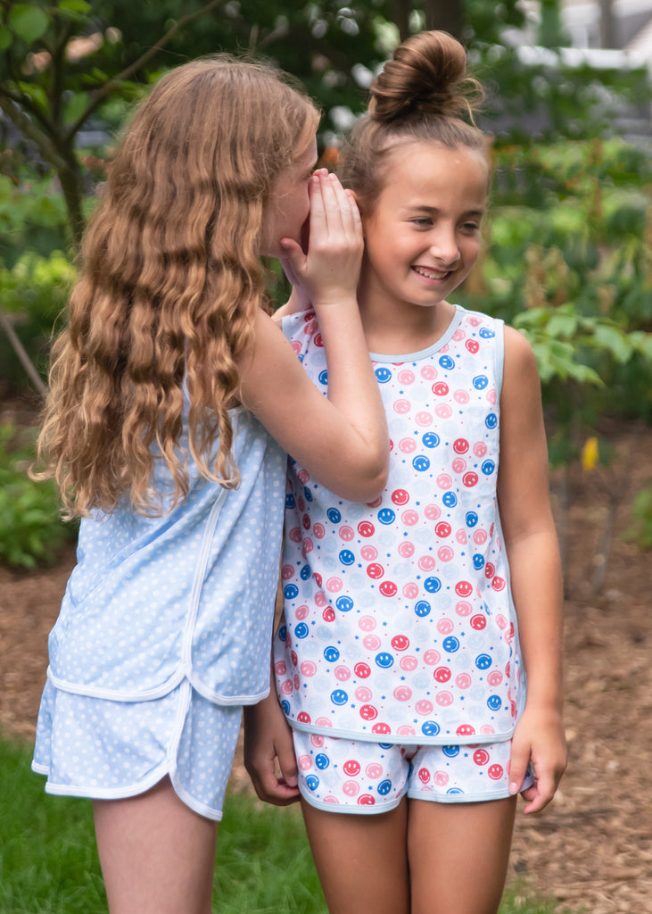 Tank Pima Lounge Set BE, Red, White, and Blue Smiley – James and Lottie INC