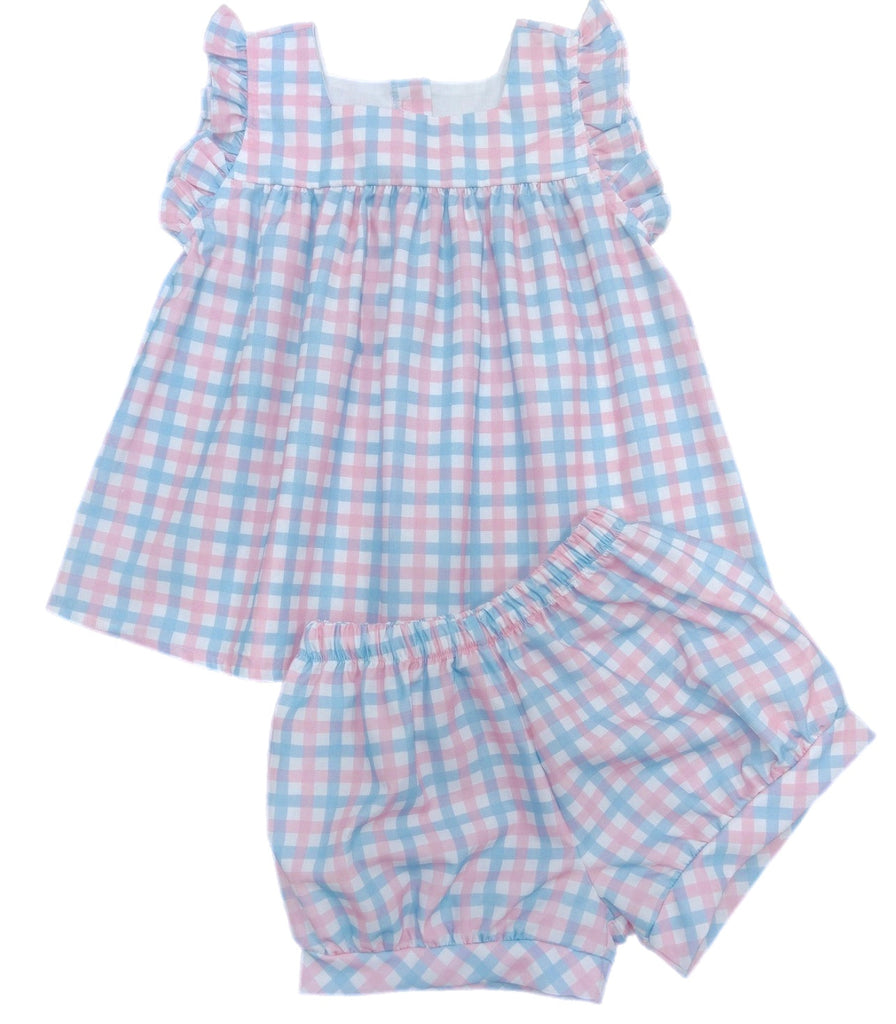Sage Bloomer/Banded Short Set, Pink and Blue Check – James and Lottie INC